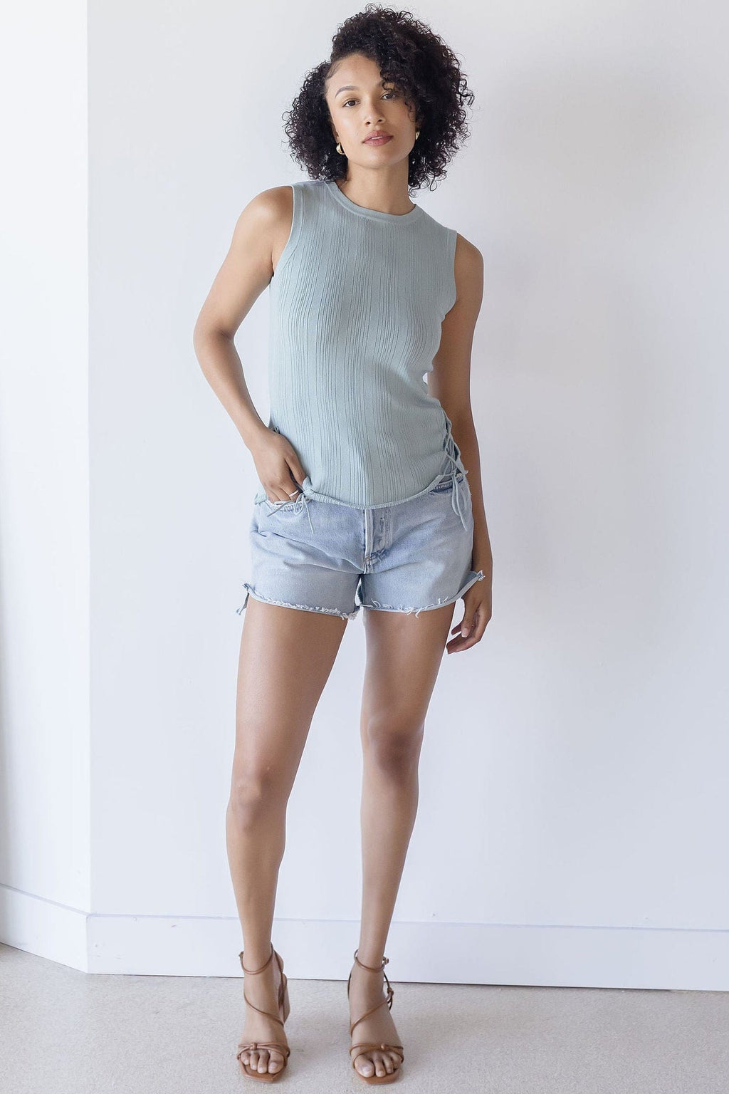 Crescent Estefania Lace Up Linen Knit Tank | Wild Dove Boutique | San ...